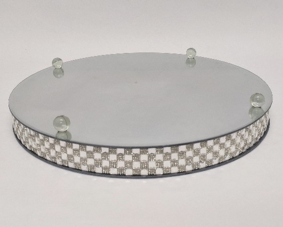 Silver Mirror Cake Stand-17.5" Diameter-Jeweled Sides|Home Decoration ...