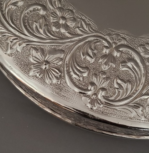 IMPERFECT | 16" Nickel Plated Cake Stand Round Embossed | Item No ...