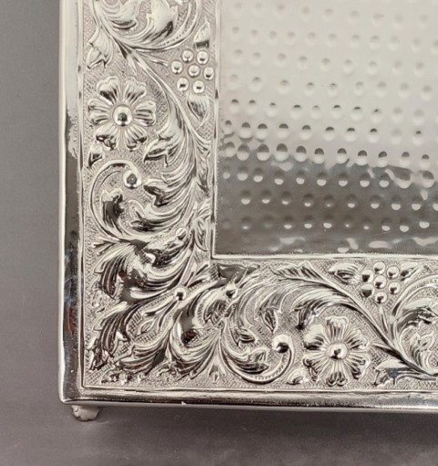 IMPERFECT | 16" Nickel Plated Cake Stand Square Embossed | Item No ...